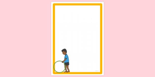 FREE! - Simple Blank Child Rolling Hoop Page Border | Page Borders
