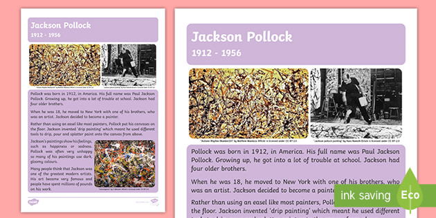 KS1 Jackson Pollock Fact Sheet (Teacher-Made)