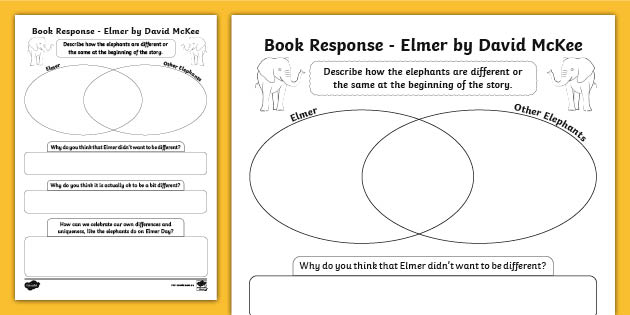 Elmer Reading Response Activity | Understanding Differences