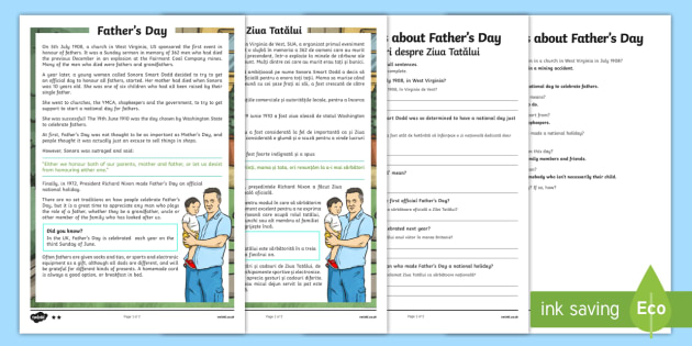 KS2 Father's Day Differentiated Reading Comprehension Activity