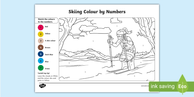FREE! - Skiing Colour by Number (teacher made)