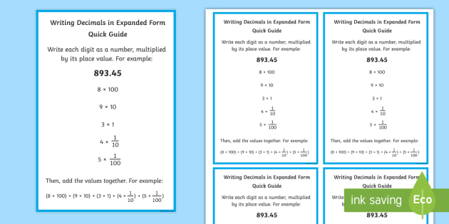 Writing Decimals Guide teacher Made 