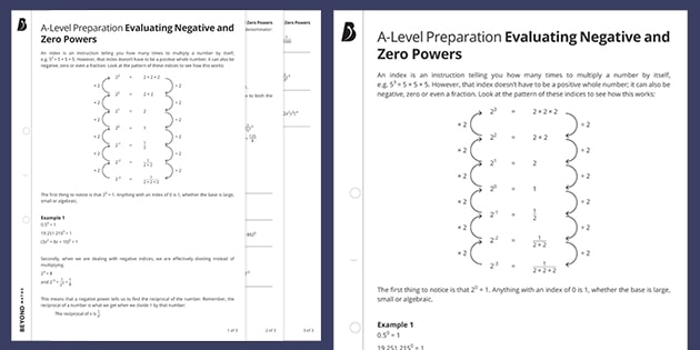 👉 A Level Maths Preparation: Negative and Zero Powers | KS5