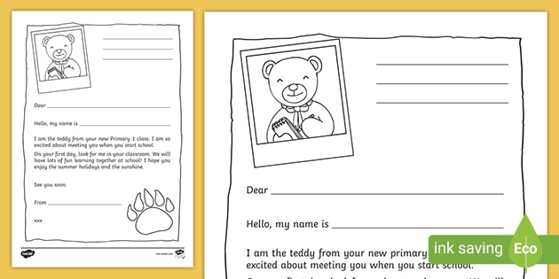 Transition Teddy Introduction Letter (teacher made)