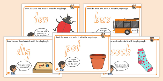 Phonics Level 2 Back to School CVC Word Playdough Mats