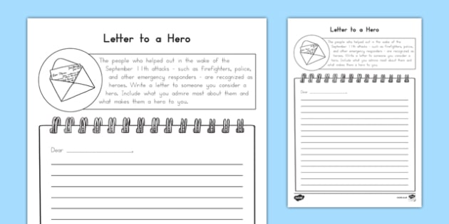 FREE! - A Hero You Admire Letter Template (teacher made)