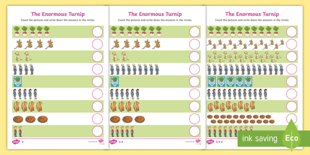 The Enormous Turnip Counting Sheets (teacher made)