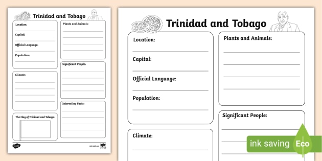 Trinidad and Tobago Fact File Template (teacher made)