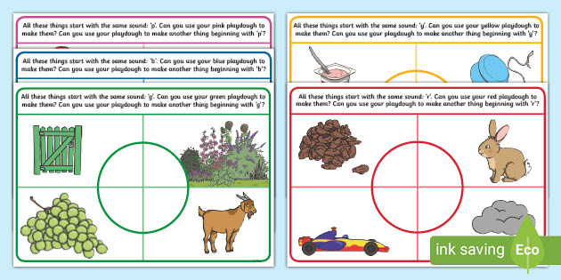 Phase 1 Phonics: Colour and Alliteration Playdough Mats