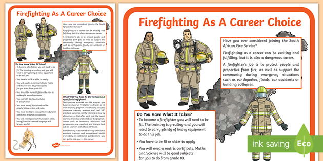 Firefighting As A Career Choice A4 Display Poster