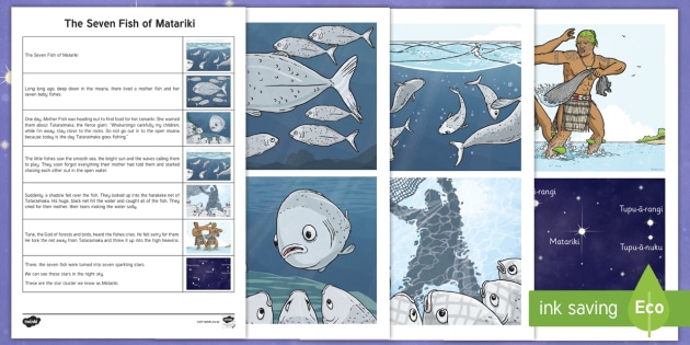 The Seven Fish of Matariki Board Story Cut-Outs
