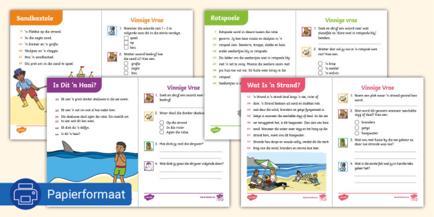 1-minuut Leeskaarte By die See (teacher made)