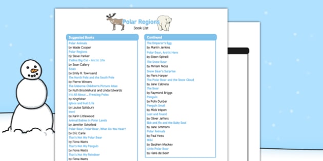 Polar Regions Book List (teacher made)