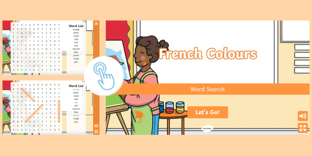 French Colours Interactive Word Search - KS1 (teacher made)
