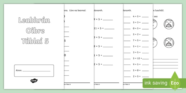 Five Times Table Activity Booklet Gaeilge (teacher made)