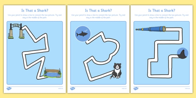 Is That a Shark? Pencil Control Path Worksheet / Worksheet Pack