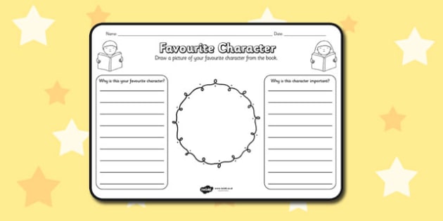 Favourite Character Comprehension Worksheet (teacher made)
