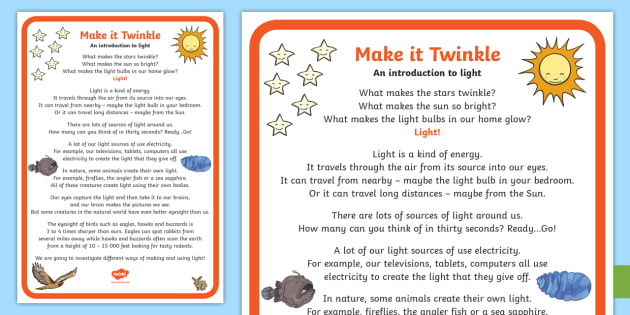 Make It Twinkle! - an Introduction to Light A2 Display Poster - Make it