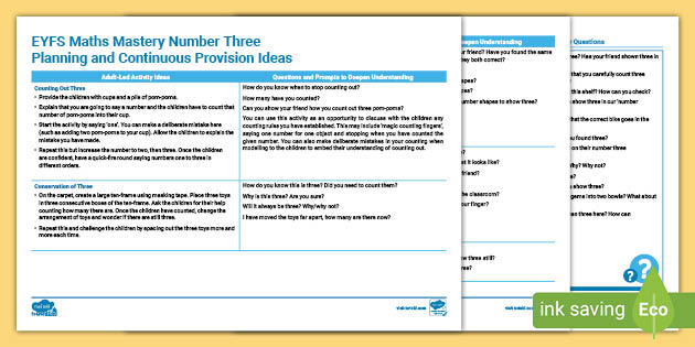 👉 EYFS Maths Mastery Number Three Planning Ideas