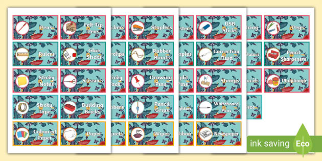 Cendrawasih Batik Bird Tote Tray Labels (Teacher-Made)