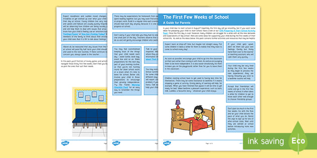 The First Few Weeks in a Scottish School - A Guide for Parents and Carers
