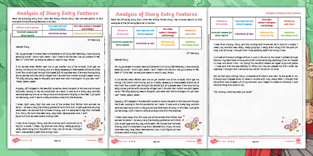 KS2 Diary Entry Example With Features Highlighted Twinkl