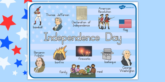 American Independence Day Vocabulary Mat - ESL July 4th Vocabulary