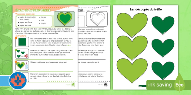St. Patrick's Day Shamrock Card Craft French (teacher made)