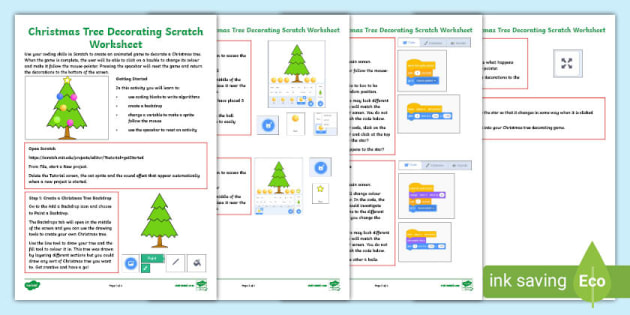 Christmas Tree Decorating Scratch Worksheet - Computing