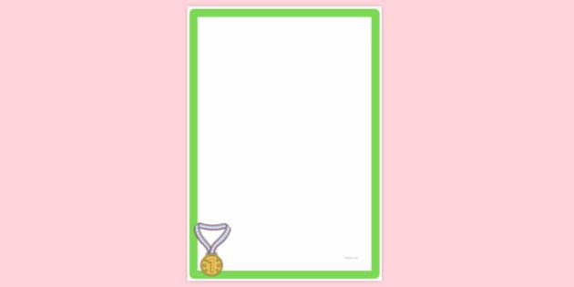 FREE! - Simple Gold Medal Page Border | Page Borders | Twinkl