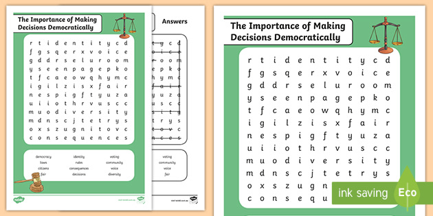 The Importance of Making Decisions Democratically Word Search