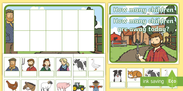 Farm Editable Self-Registration Ten-Frame Resource Pack