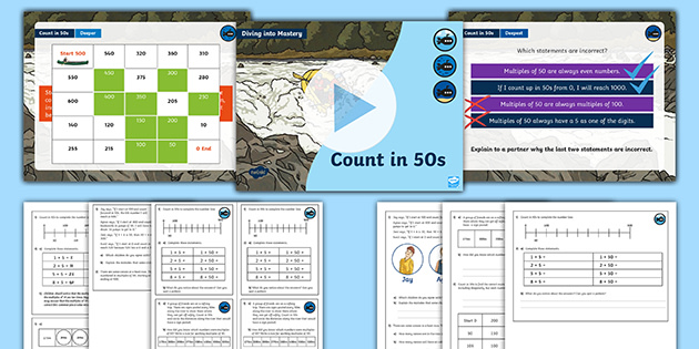 👉 Year 3 Diving into Mastery: Count in 50s Teaching Pack