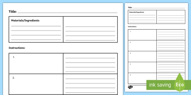 3rd 4th Class Procedural Writing Template teacher Made 