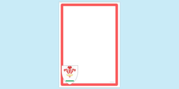 FREE! - Simple Blank Welsh Rugby Crest Page Border | Page Borders