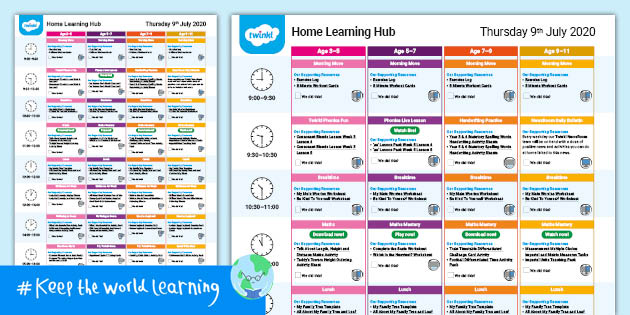 FREE! - Home Learning Hub Daily Plan Thursday 9th July