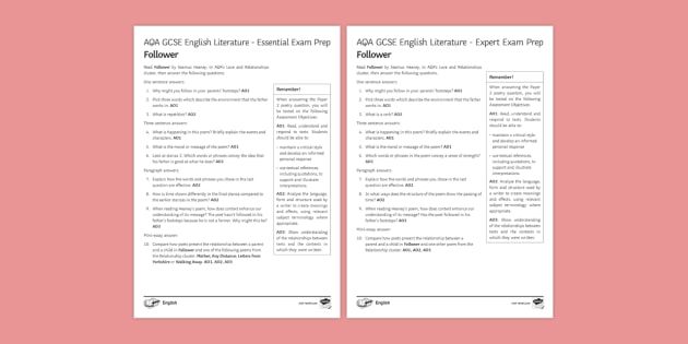 AQA GCSE Poetry Exam Prep - Follower