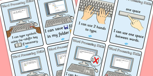Word Processing Skills I can Help Cards (teacher made)