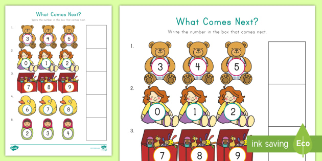 What Comes Next Toy Themed Worksheet Activity Sheet Number