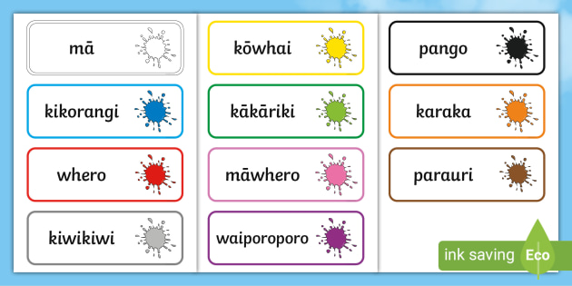 Te Reo Māori Colour Word Cards (creat de profesori)