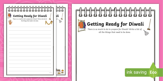 Getting Ready for Diwali Writing a List Template