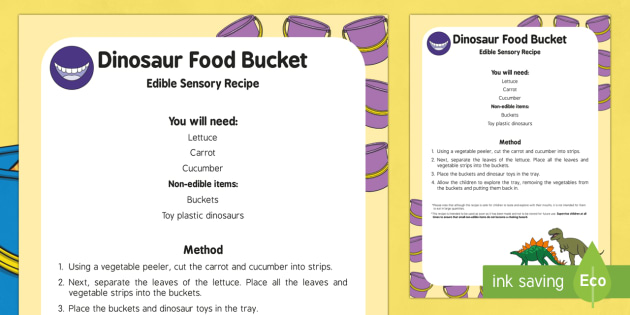 Dinosaurs Food Bucket Edible Sensory Recipe (teacher made)