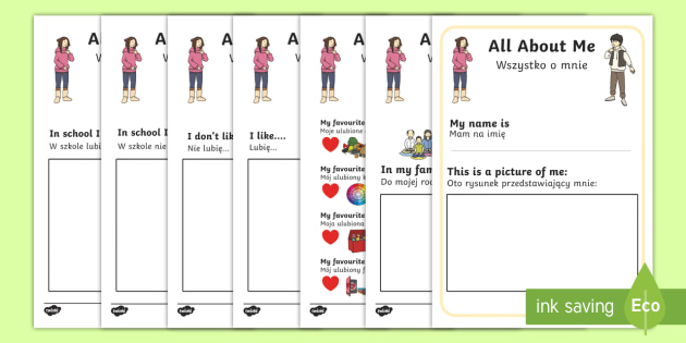 All About Me Book English English/Polish - All About Me Book