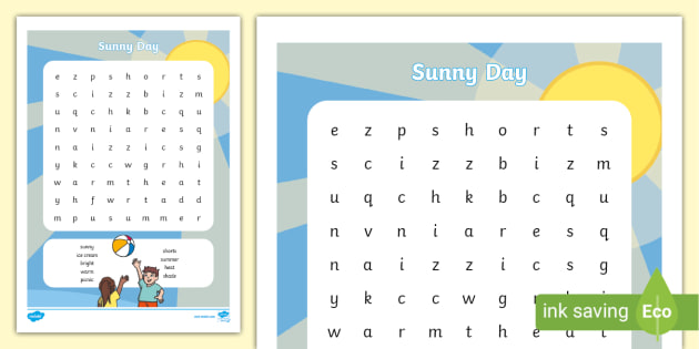 Sunny Day Word Search (teacher made)