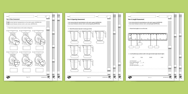 Year 6 Measurement Assessment Pack (teacher made)