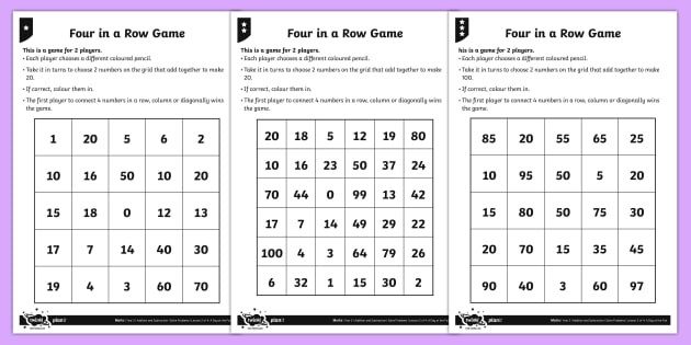 Four In a Row Number Bonds Differentiated Game