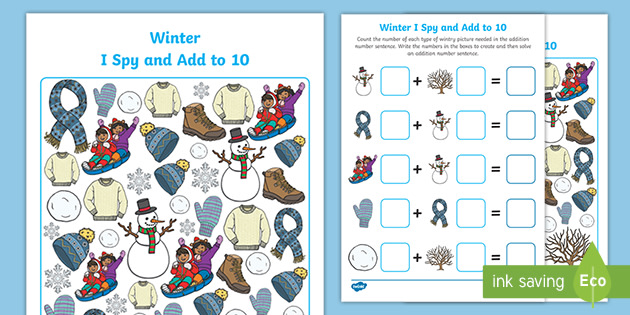 👉 Winter I Spy and Add to 10