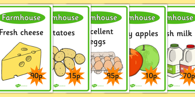 Farm Shop Role Play Display Posters (teacher made)