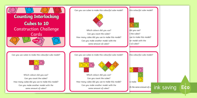 Counting Interlocking Cubes to 10 Construction Challenge Cards