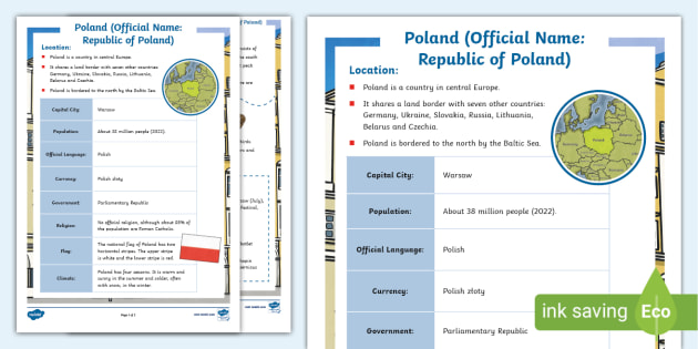 KS2 Poland Fact File - Geography (teacher made) - Twinkl